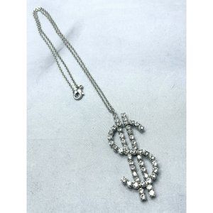 Vintage | Jewelry | Vintage Dollar Sign Rhinestone Pendant Necklace ...